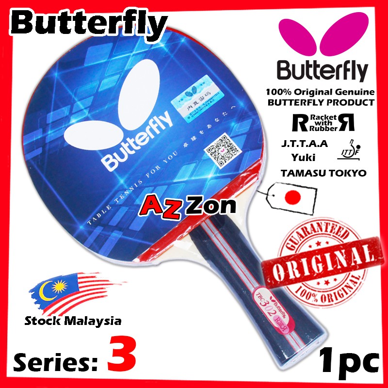 BUTTERFLY Series-3 TBC302 Ping Pong Bat Butterfly Table Tennis Bat 100% ...
