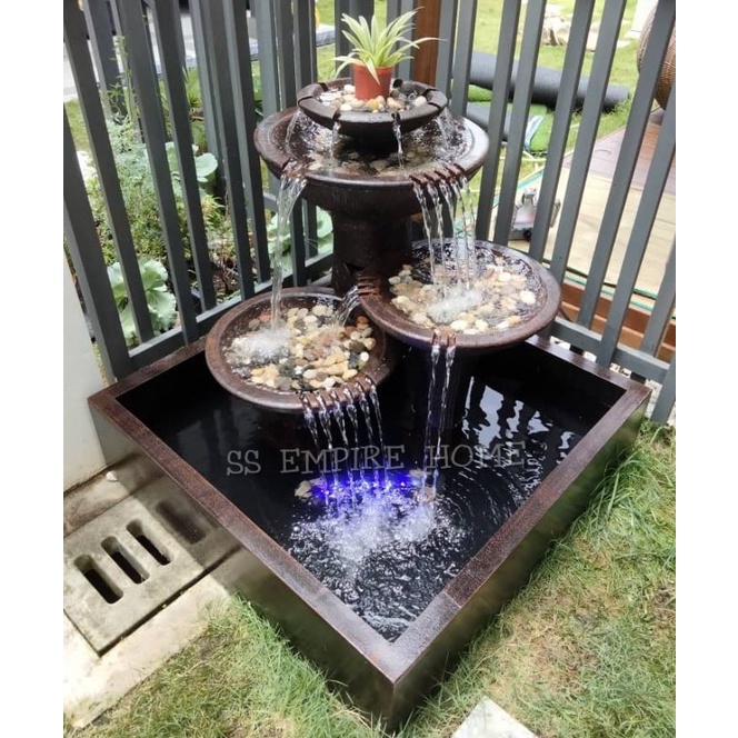 S08 Brown Feng Shui 3x3 Water Pond Fountain Garden Water Feature ...