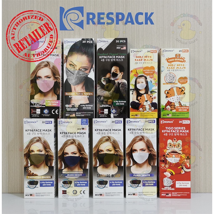 READY STOCK! RESPACK KF94 Adult or Kid Surgical Face Mask 4 Ply (20 Pcs ...