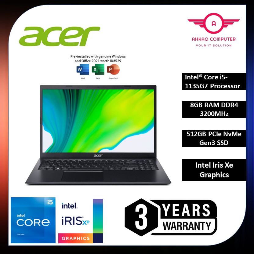 Acer Aspire 5 A515-56-53JZ 15.6'' FHD Laptop Charcoal Black ( I5-1135G7 ...