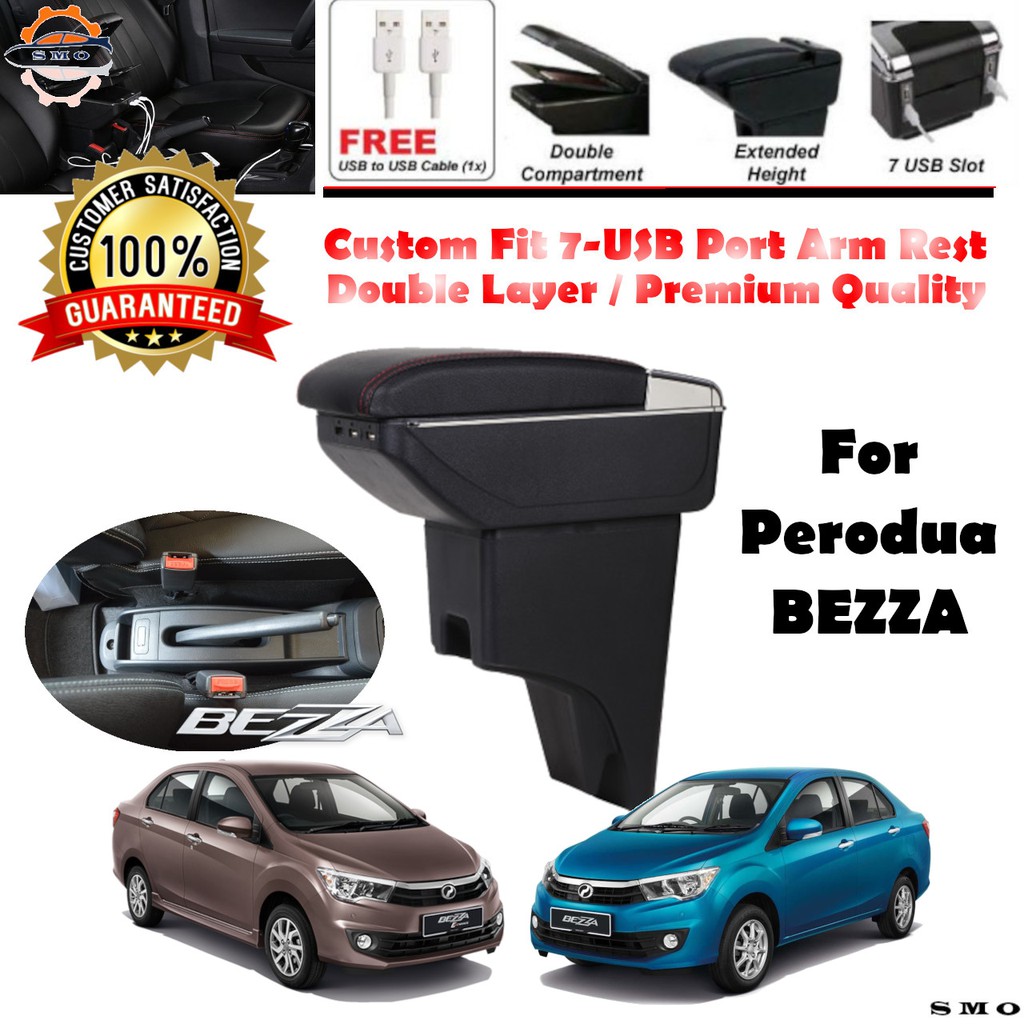 Premium 3/7USB Port Perodua Bezza Car Arm Rest Armrest Cup Holder ...