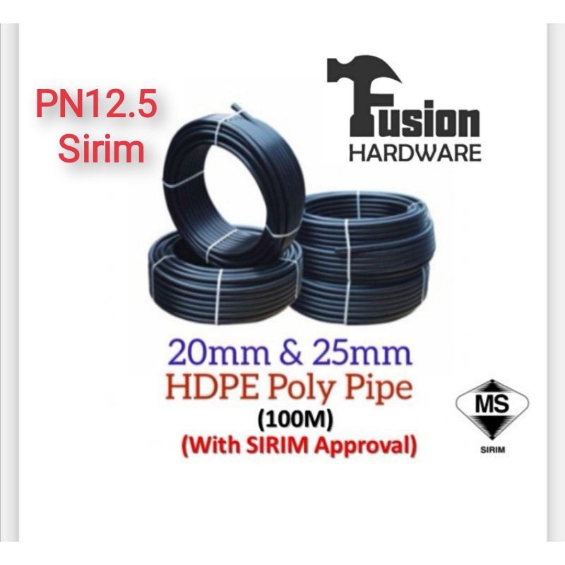 HDPE Poly Pipe x100m (20mm PN16 ,25mm PN12.5) SIRIM Poly Paip Tebal ...