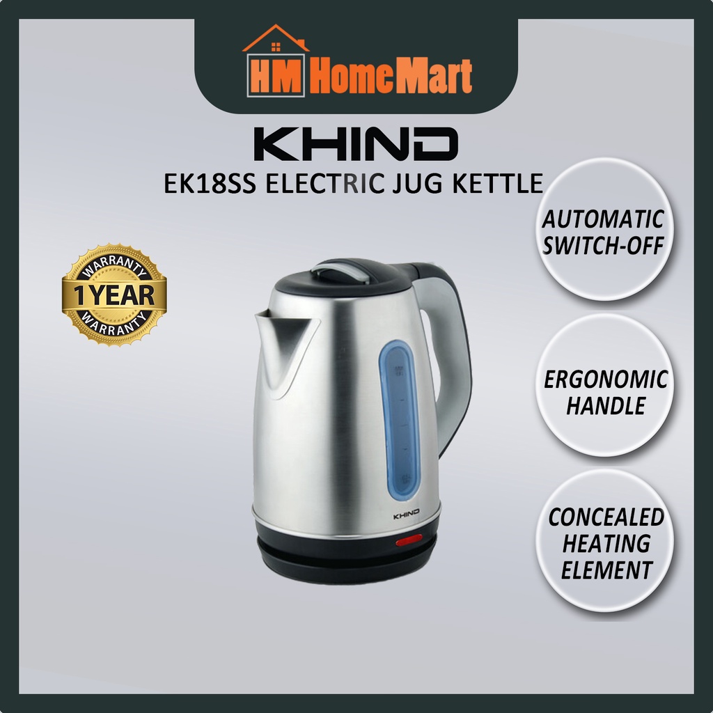KHIND EK18SS Electric Jug Kettle 1.8L (1 Year Warranty) | Shopee Malaysia