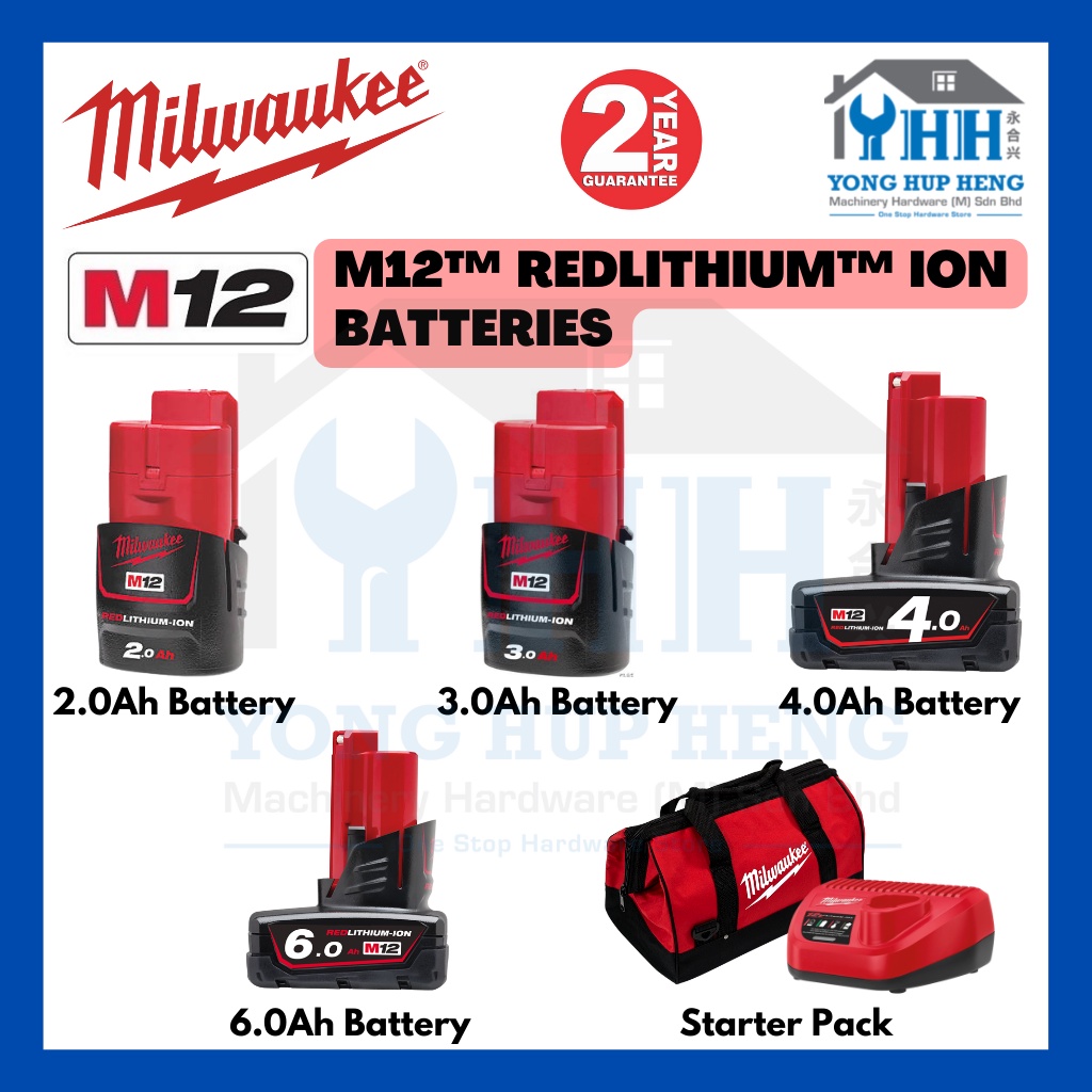 [FREE SHIPPING] MILWAUKEE M12 Battery 2.0Ah / 3.0Ah / 4.0Ah / 6.0Ah RED ...