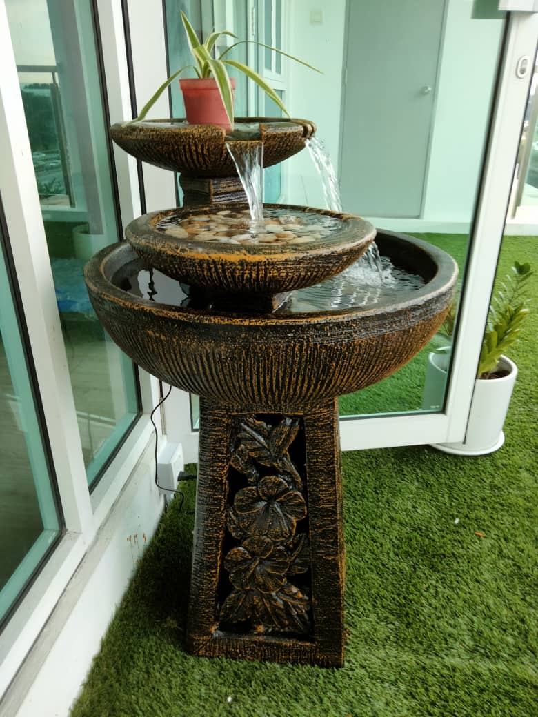 S15 Yellow Hibiscus Feng Shui Water Fountain Pond Kolam Air Sandstone ...