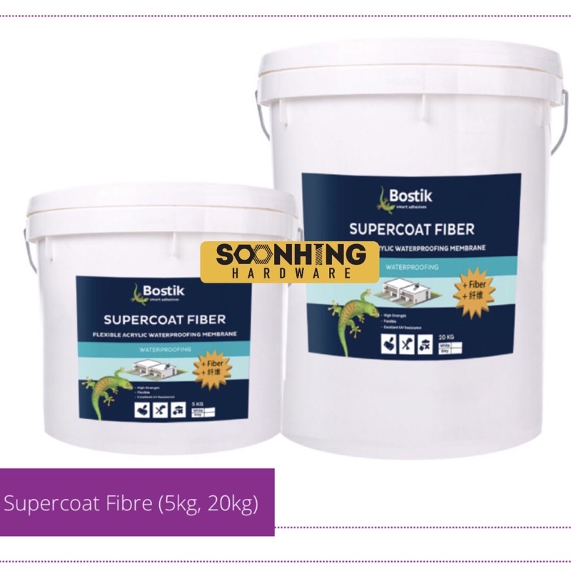 BOSTIK ACRYLIC WATERPROOFING MEMBRANE SUPERCOAT FIBER 20kg | Shopee ...