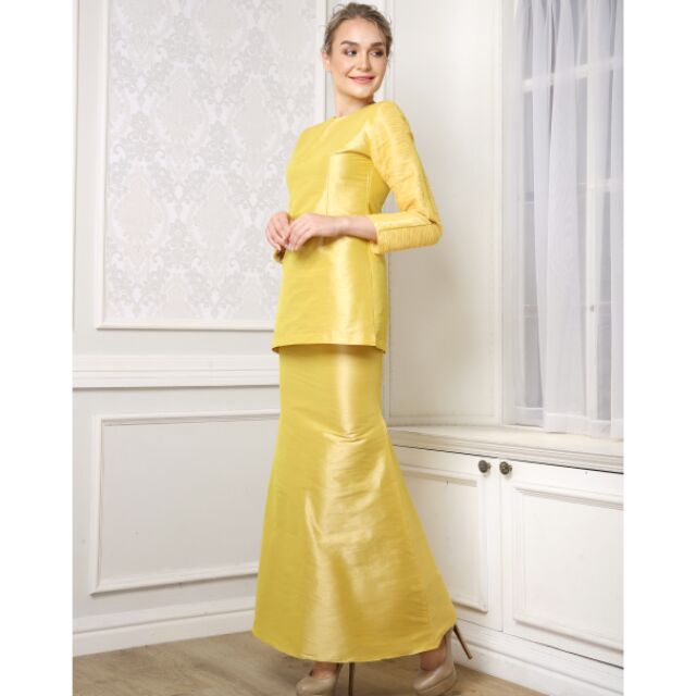 🌸ASTERE BAJU KURUNG MODEN MODERN/ SHANTUNG/ PLAIN/ KUNING YELLOW/ WOMEN ...