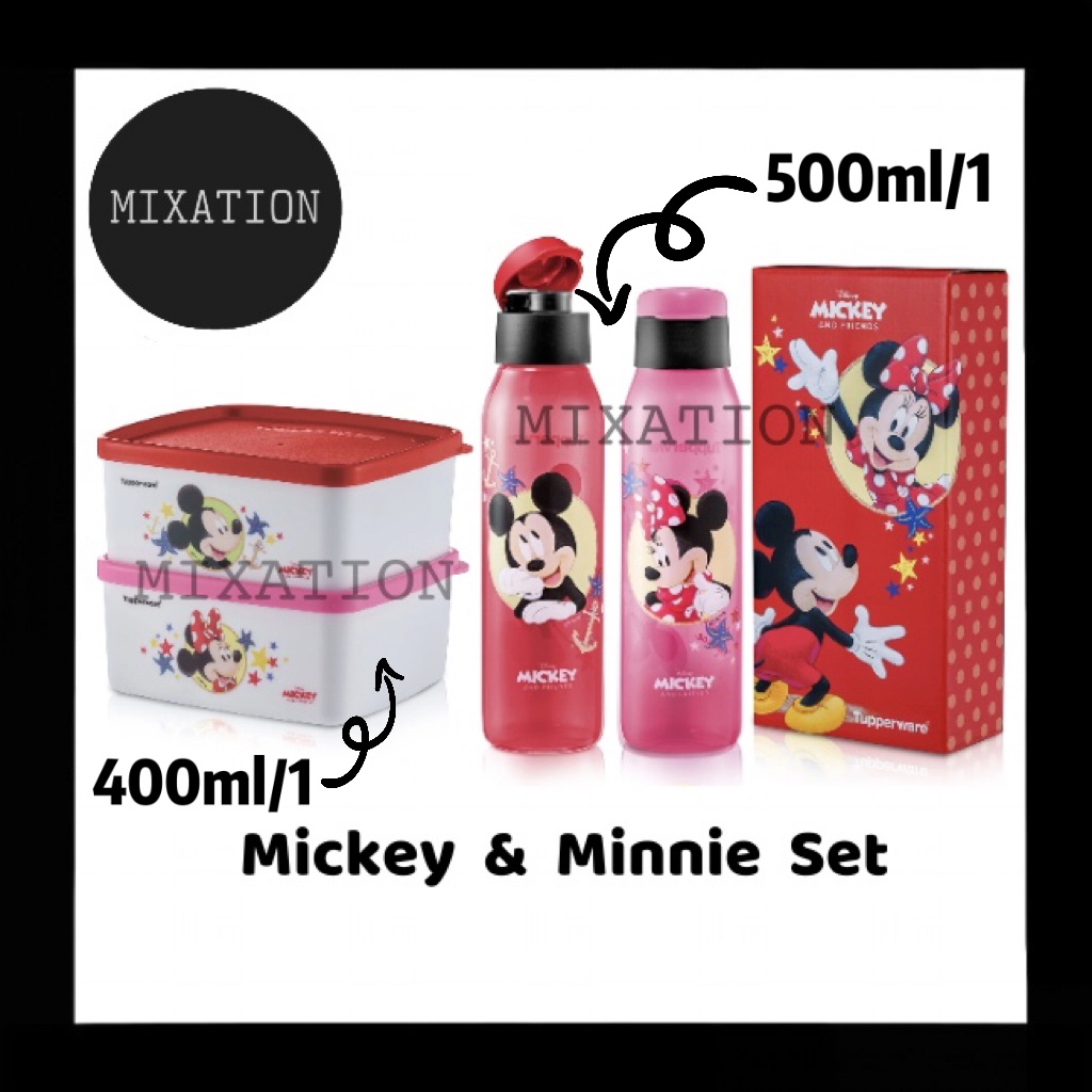 Tupperware Mickey & Minnie Eco Bottle 500ml Snack Box Mickey & Minnie ...