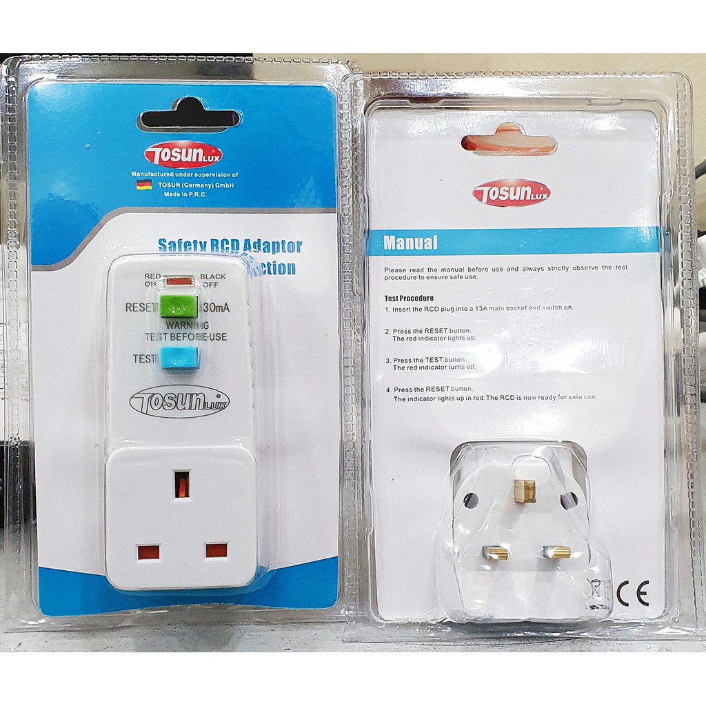 (READY STOCK)UK PLUG Portable ELCB / RCD Socket Adaptor 10mA/30mA Power ...