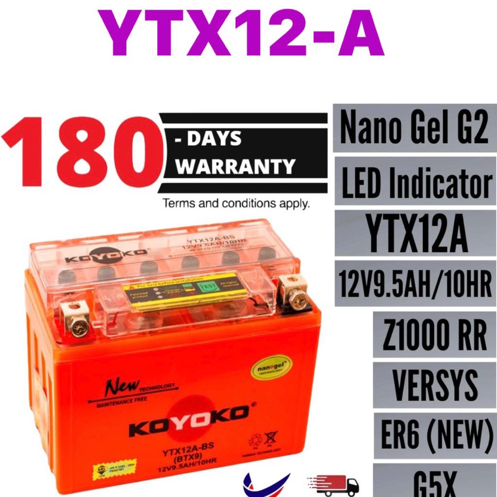 KOYOKO YTX12A BS NANO GEL BATTERY (BTX9) 12V9. 5AH /10HR ER6 NEW/Z1000R ...