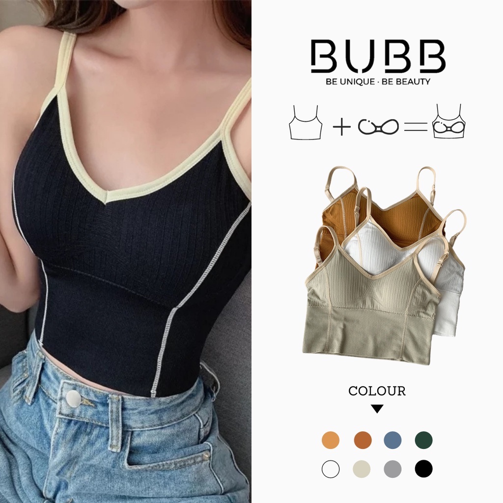 Women Girl Style Non-wired Padded Seamless Soft Comfortable Push Up Singlet Tank Tops Tubes ...