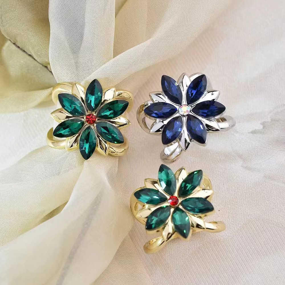 2022 Premium Flower Scarf Ring New Design Alloy Rhinestone Ring Tudung ...