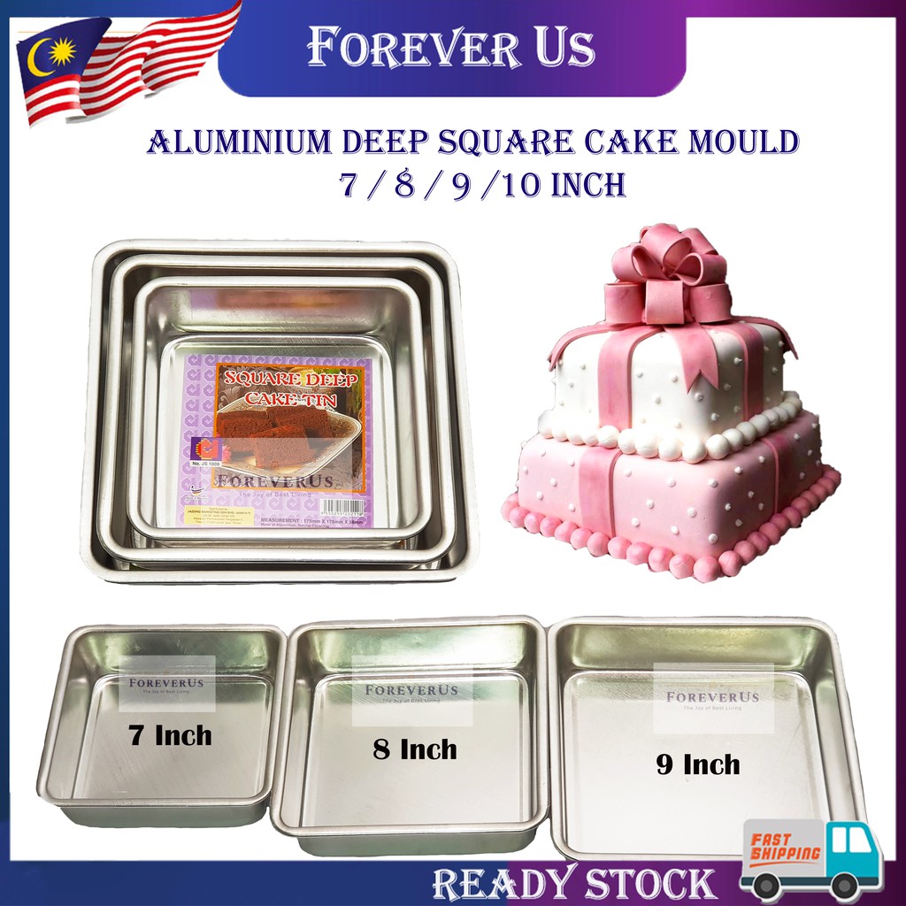 Aluminium Deep Square Cake Mould - 7 / 8 / 9 /10 Inch | Loyang Kek Segi ...