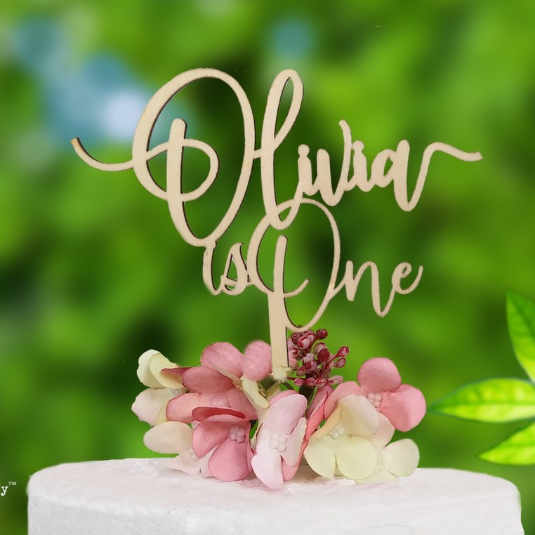 Personalized Baby is One wooden cake topper, Baby name cake topper ...