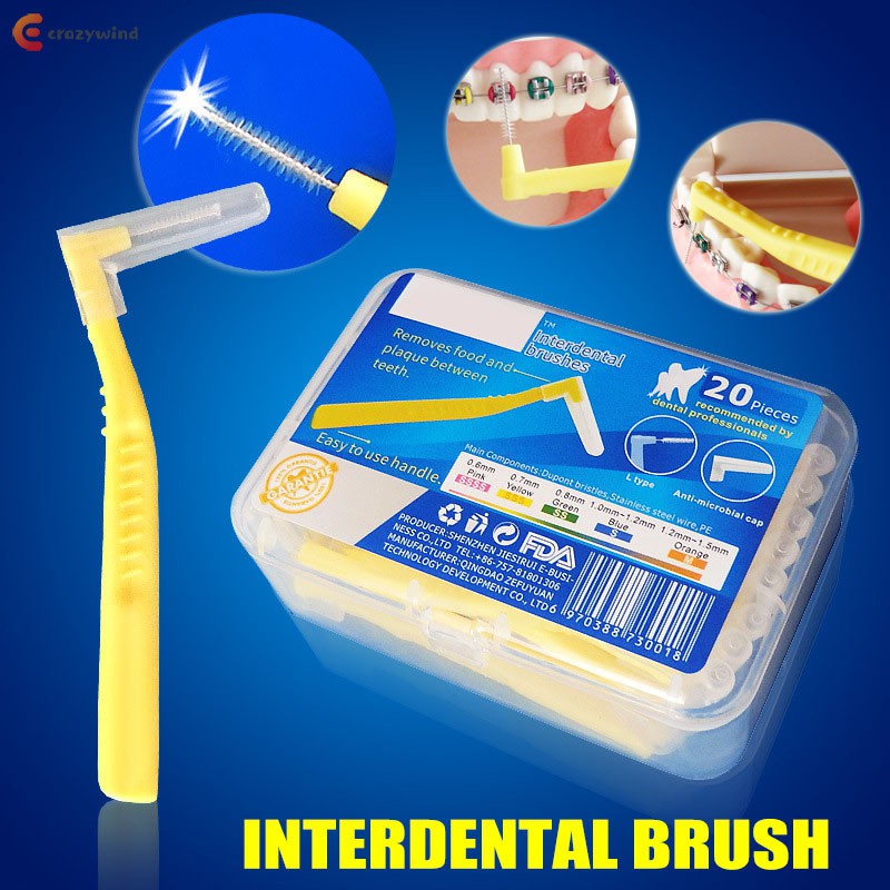 20Pcs L-Shaped Interdental Brush Oral Floss Flosser Teeth Cleaning ...