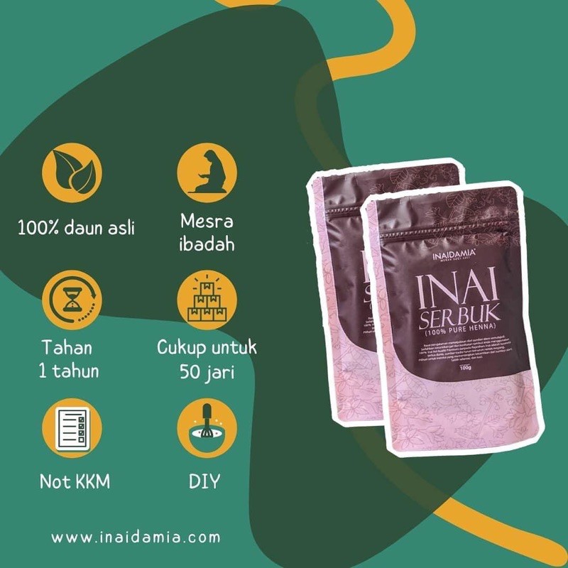 INAI DAUN ASLI INAI SERBUK PURE HENNA TANPA BAHAN KIMIA DAN BAHAN ...