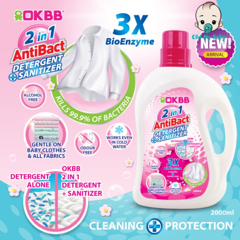 OKBB ANTIBACTERIAL 2IN1 LAUNDRY WASH & SANITIZER 1L | Shopee Malaysia