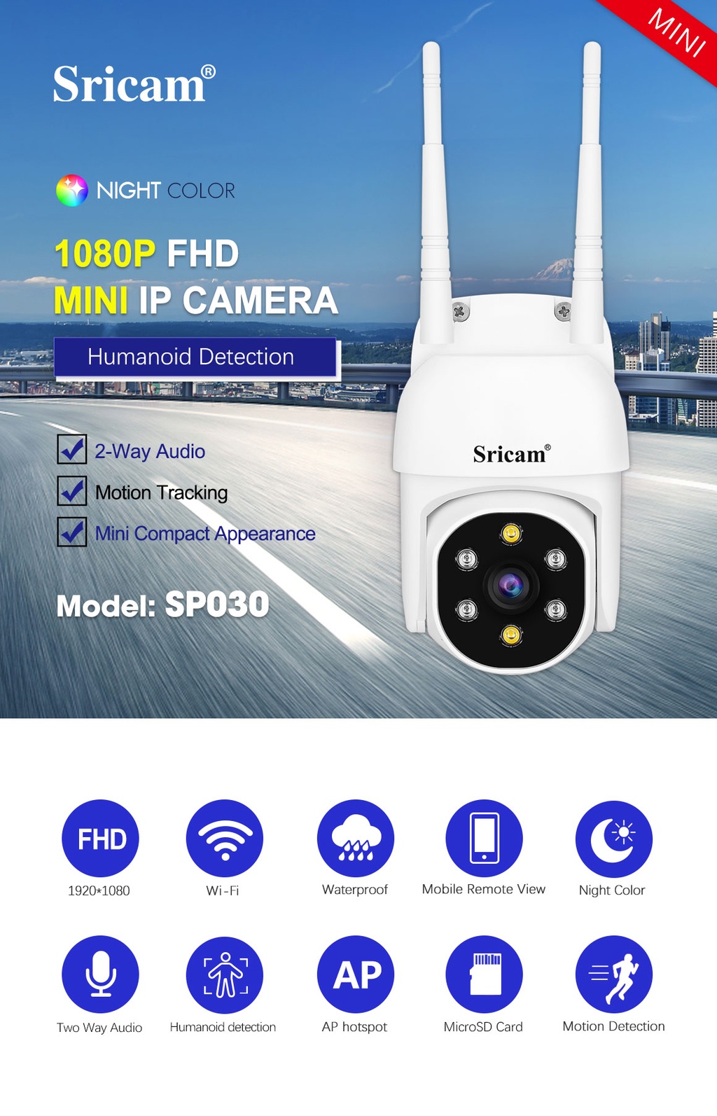 Mini Compact Wifi CCTV Camera SriHome SP030 1080P FHD Video Recorder ...