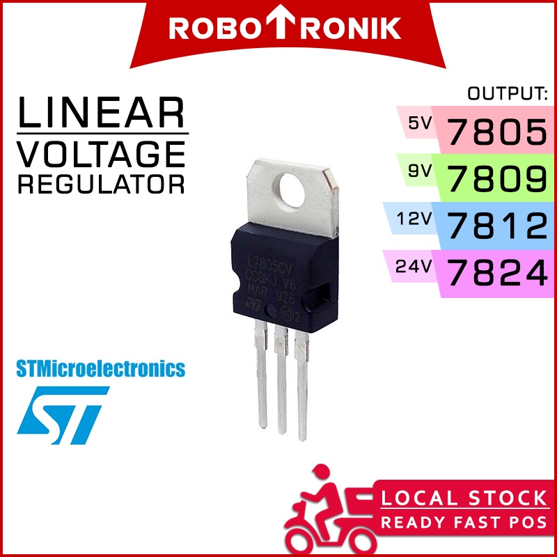 7805 7809 7812 7815 7824 Linear Voltage Regulator 3-Pin TO-220 (5V 9V ...