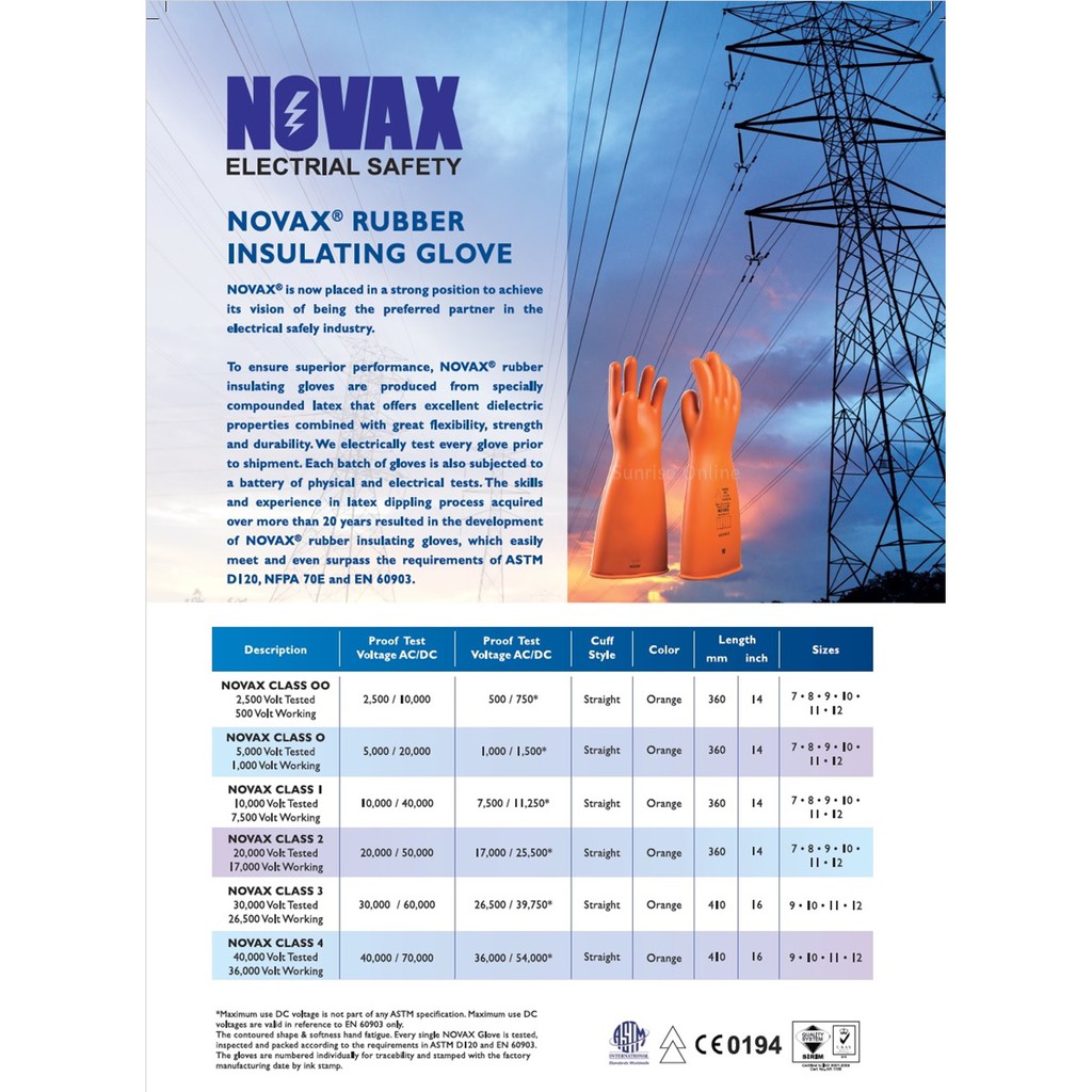 [ORIGINAL] Novax Insulation Gloves Rubber Electrical Insulating (Novax Sarung Tangan Penebat ...