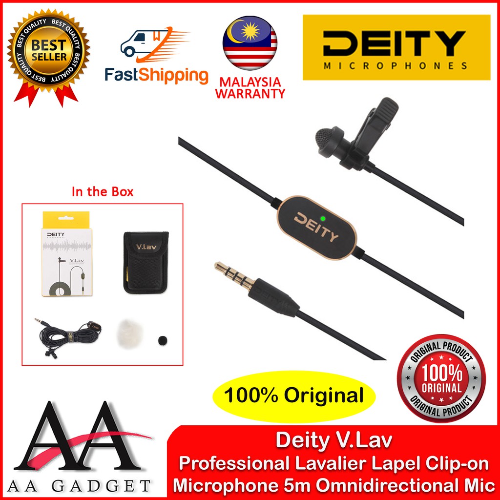 Deity V.Lav Professional Lavalier Lapel Clip-on Microphone 5m ...