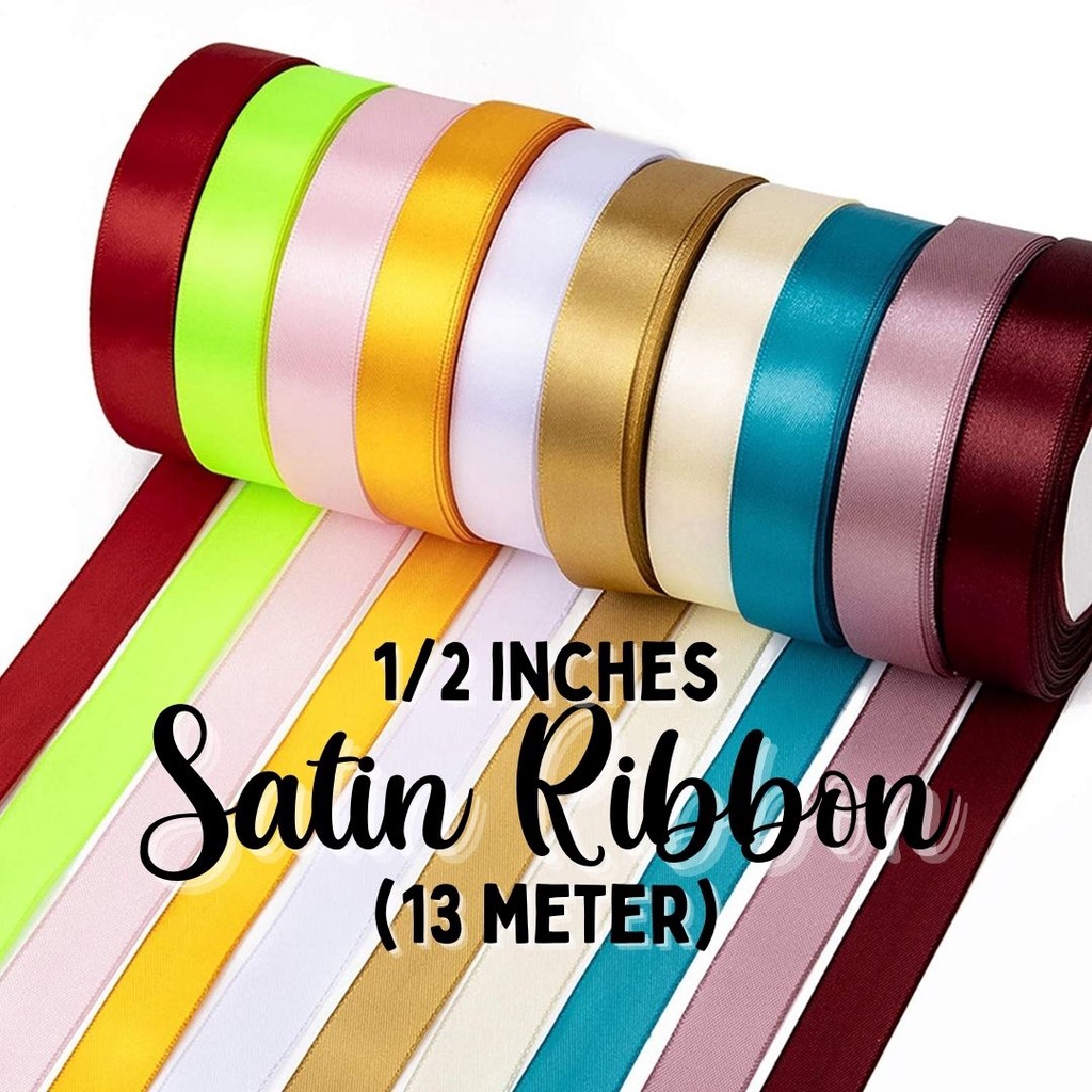 🎀 1/2 inci SATIN Ribbon Reben Riben Gift Satin Organza Flower Bouquet ...