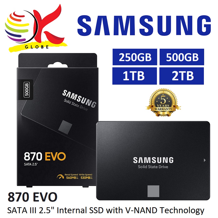 SAMSUNG 870 EVO 2.5" SATA III INTERNAL SSD WITH V-NAND 3BIT MLC SOLID STATE DRIVE - 250GB ...