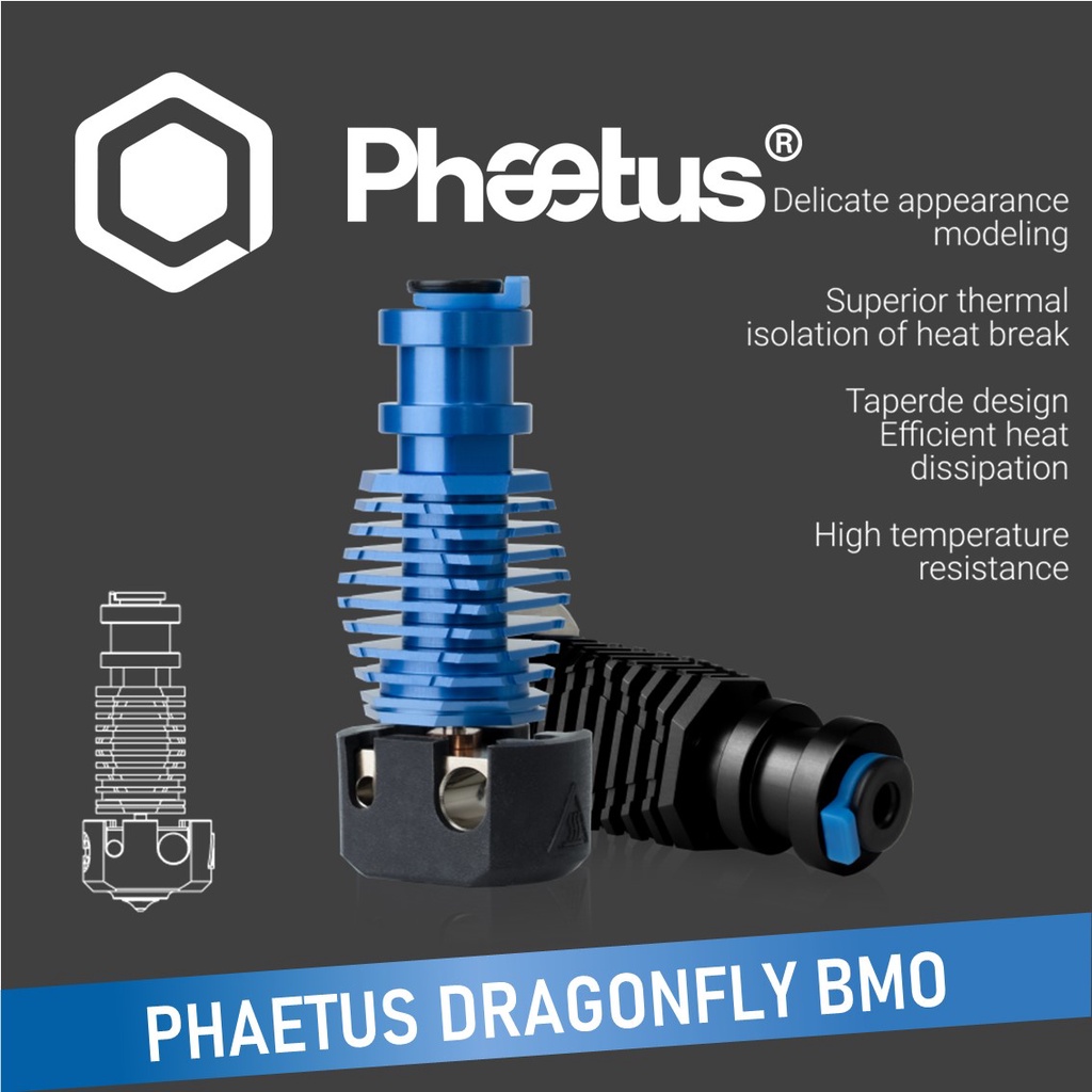 Phaetus Dragonfly BMO Hotend - Direct Replacement for Prusa I3 MK3/MK3S ...
