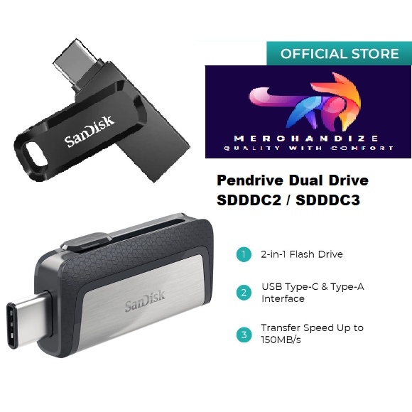 Fast delivery SanDisk OTG Type C Type-C OTG USB 3.1 Pendrive Dual Drive ...