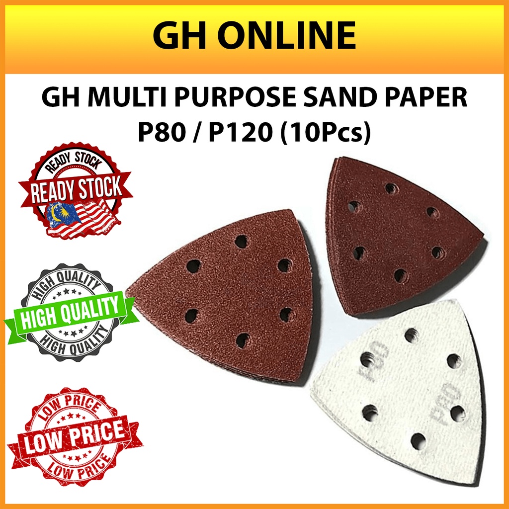 SAND PAPER MULTI PURPOSE P80 / P120 (10Pcs) 砂纸 KERTAS PASIR | Shopee ...