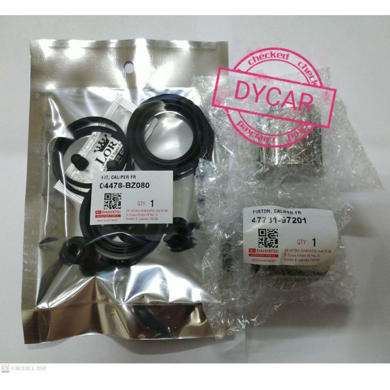 PERODUA VIVA FRONT DISC BRAKE SEAL KIT & CALIPER PISTON SET GENUINE ...