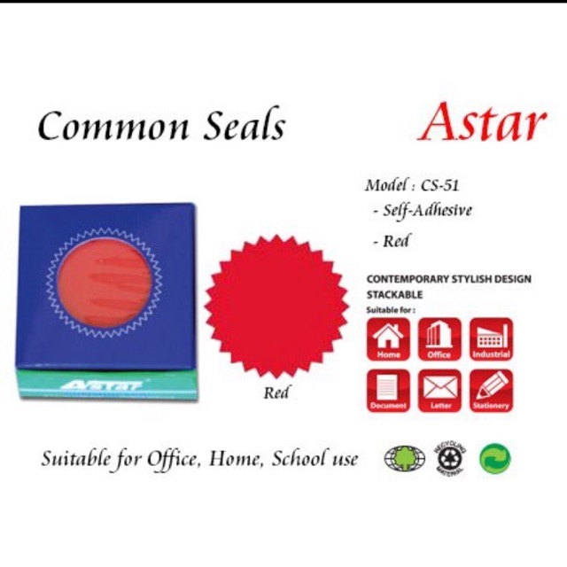 Hallo Common Seal 51mm (100pcs) / Sticker Bintang Sijil / Sticker Merah ...