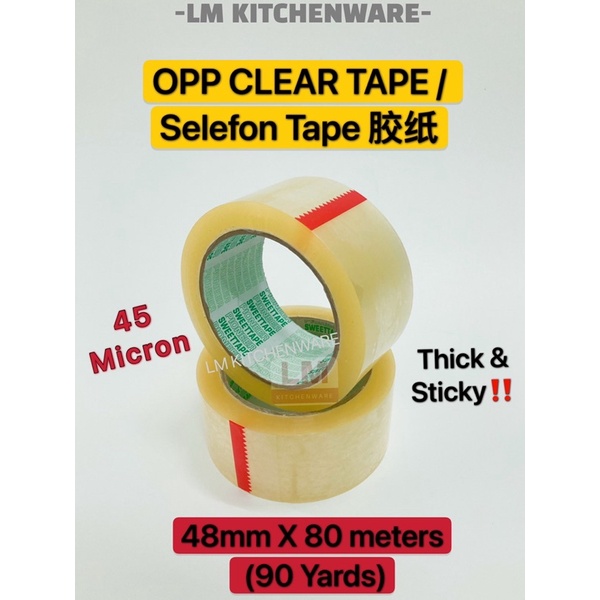 48mm X 90y X 45 micron OPP CLEAR TAPE / TRANSPARENT TAPE / SELEFON TAPE ...