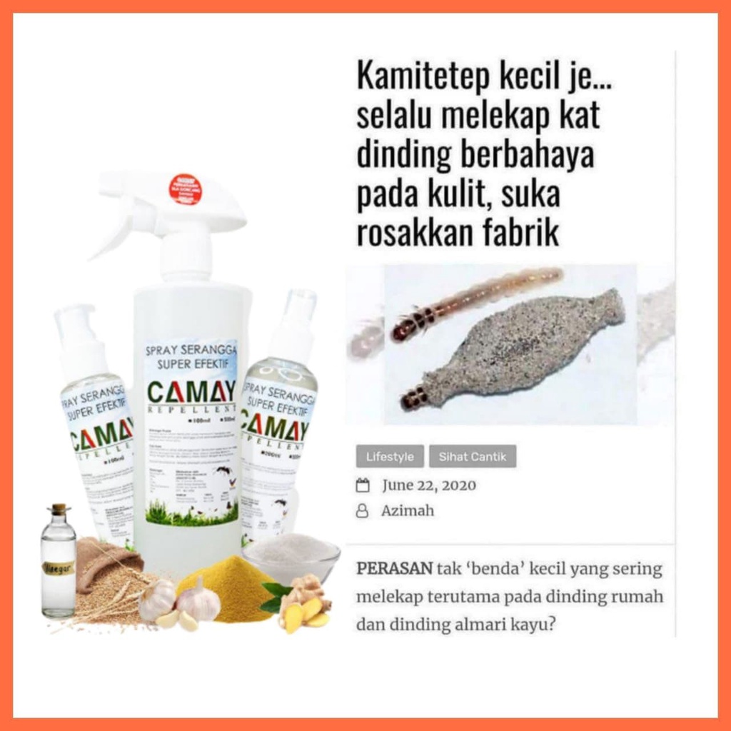 Spray Camay Repellent Hapus Ulat Dinding, Kamitetep, Cloth Moth, Gegat ...