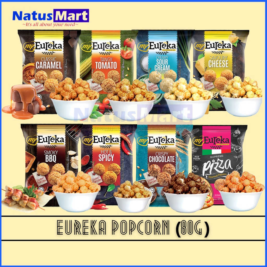 Eureka Gourmet Halal Popcorn 80g (CARAMEL/TOMATO/SOUR CREAM & ONION ...