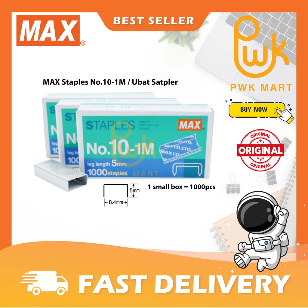 MAX Staples No.10-1M (1 box) / Dawai Kokot / Ubat Stapler (satu kotak ...