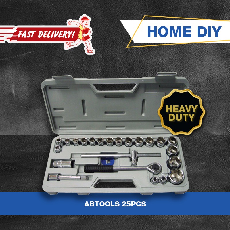 ABT TOOLS 25PCS 1/2” RATCHET WRENCH BOX SOCKET SET | Shopee Malaysia