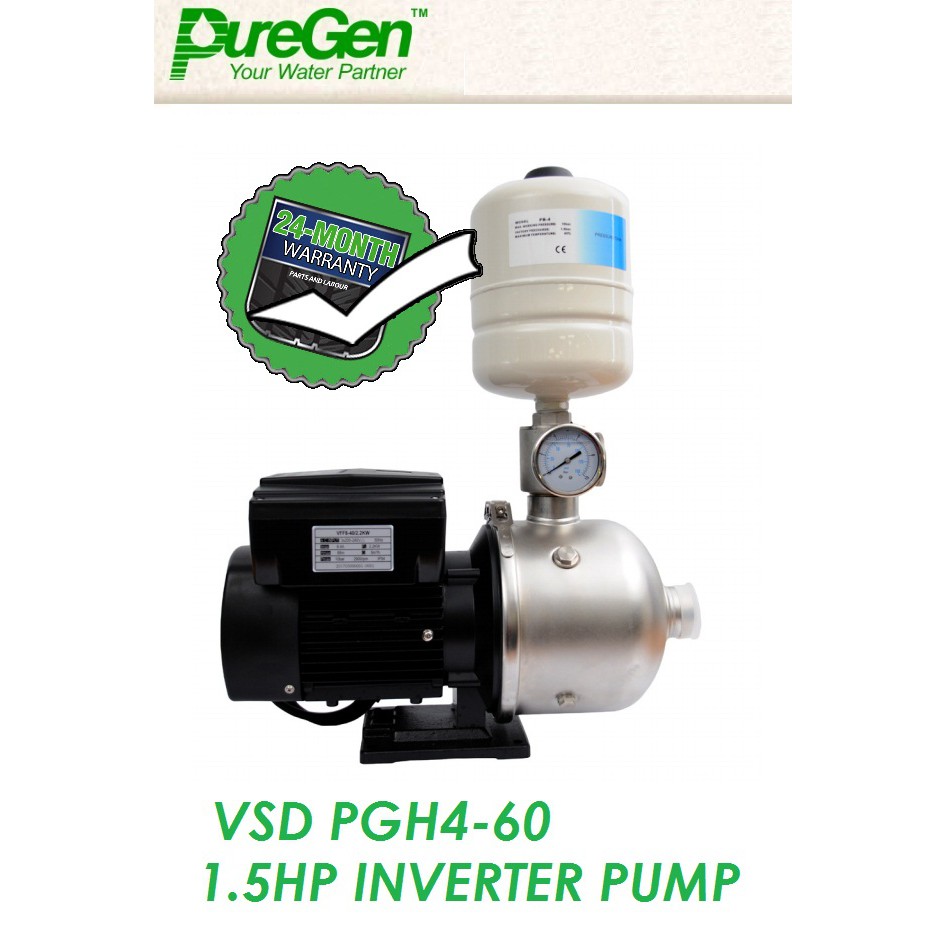 PureGen 1.5HP Inverter Stainless Steel Multi-Stage Booster Pump ...