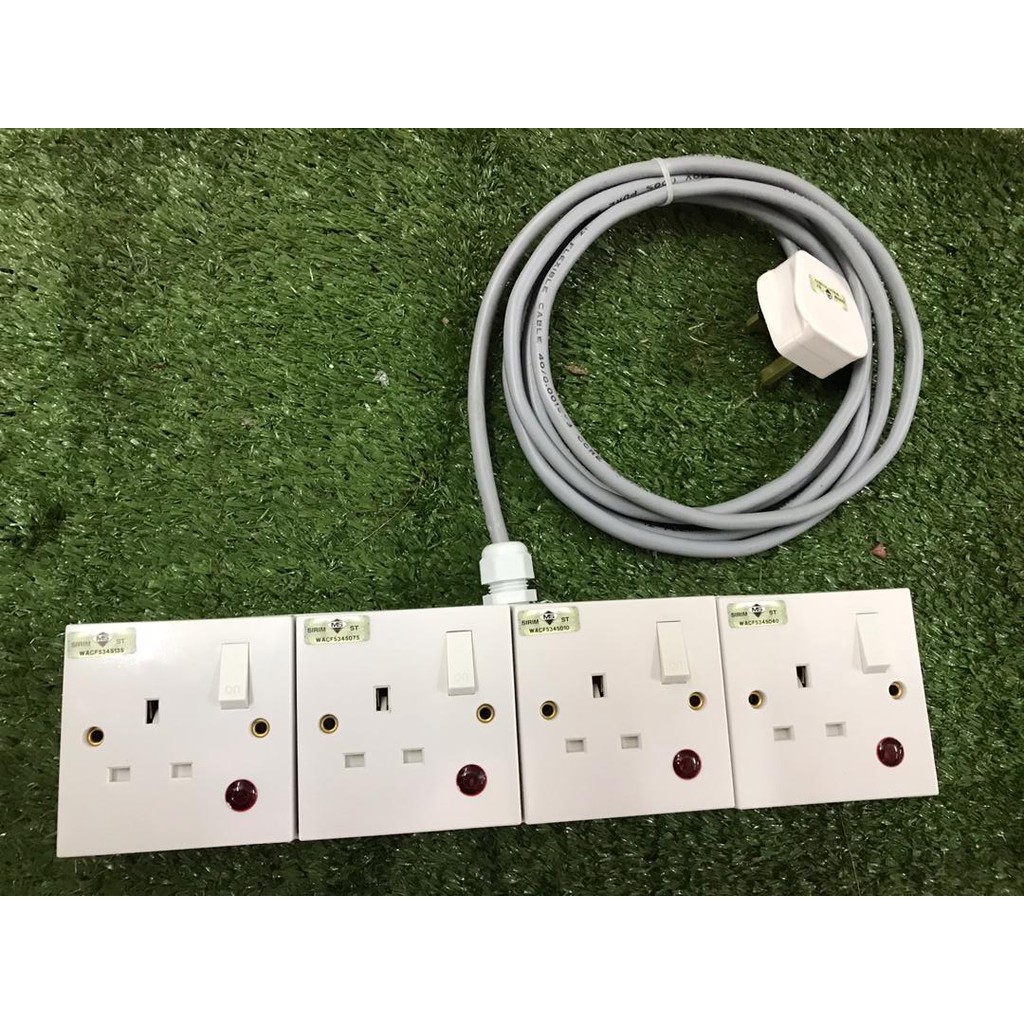 heavy duty tahan panas Extension (Bakelite with Neon Light) Socket ...