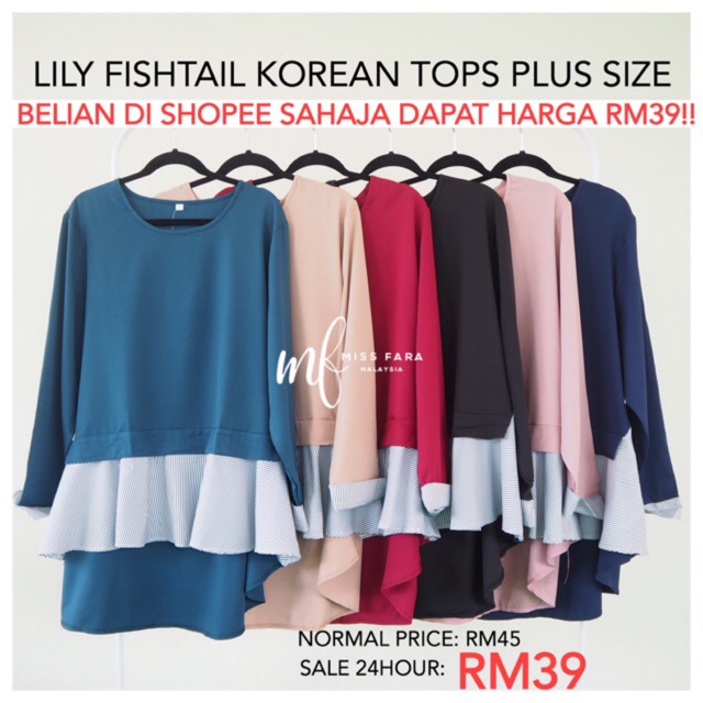LILY FISHTAIL KOREAN TOPS PLUS SIZE | Shopee Malaysia
