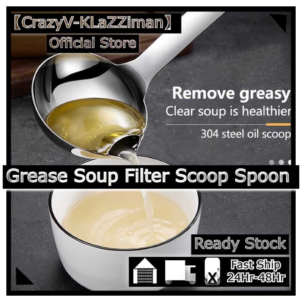 【Penapis Pemisah Grease Sudu Sup】304 Stainless Steel Soup Spoon Scoop ...