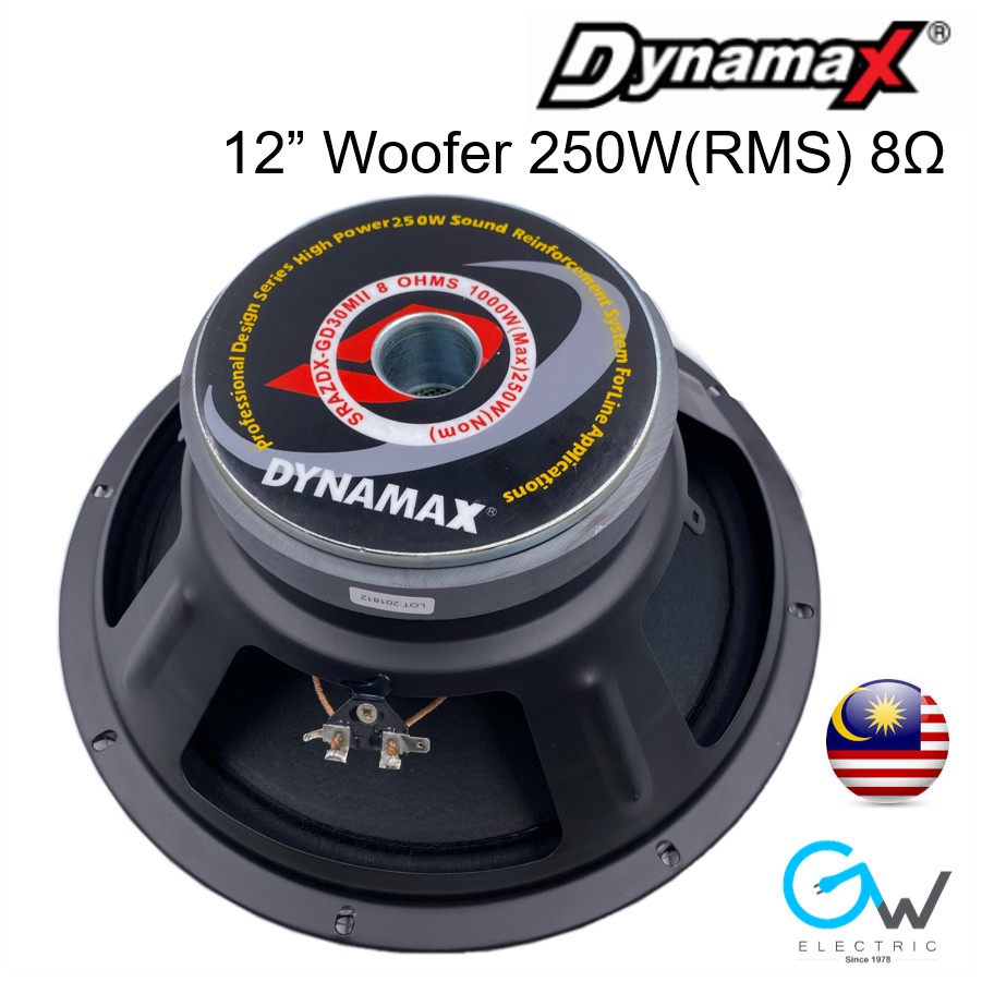 DYNAMAX 12" Full Range Woofer Speaker Unit 250W (RMS) 8 ohm - SRAZDX-GD30MII GD30MII | Shopee ...