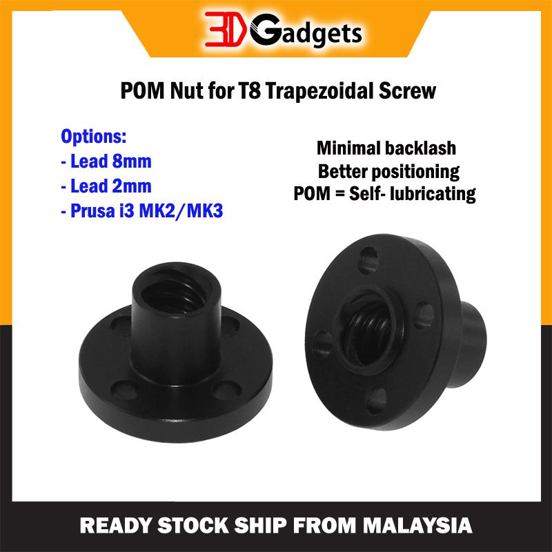 POM Nut for T8 Trapezoidal Screw Lead 2mm/8mm/ Prusa i3 MK2/MK3 ...