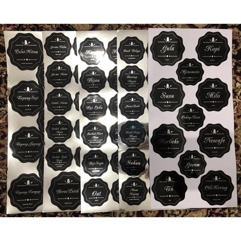 Minimalist Kitchen Label Waterproof-Label Sticker untuk barangan dapur ...
