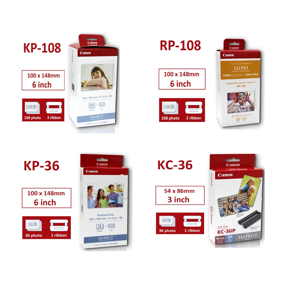KP-36 KC-36 KL-36 KP-108IN RP-108 Photo Paper & Ink Catidge for Canon Selphy CP Series Photo ...