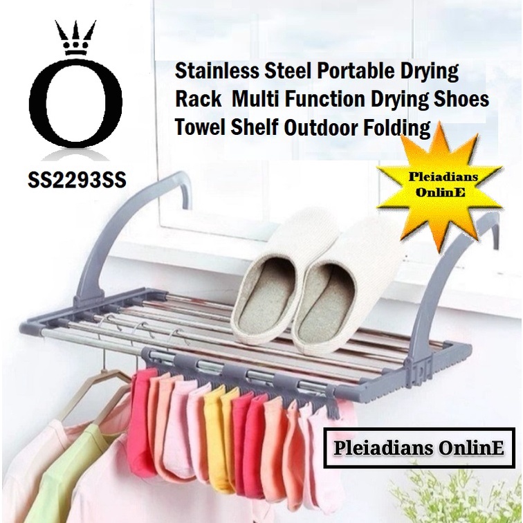 HOMIEE Multifunctional Foldable Balcony Cloth Hanger Stainless Steel ...