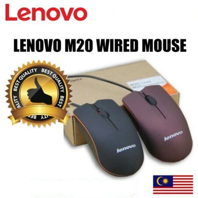 Lenovo M20 USB 1000 DPI Wired Mini Optical Mouse BLACK COLOR ONLY. B100 ...