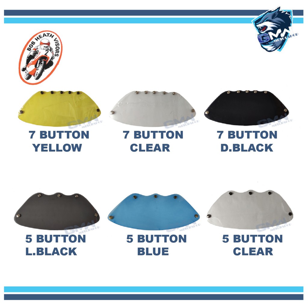 VISOR BOB HEATH HEALTH HELMET 7 BUTTON BUTTONS M7 / 5 BUTTON BUTTONS ...