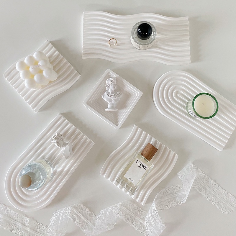 Nordic Wave Tray ceramics Desktop Storage Tray Fruits Snacks Storage ...