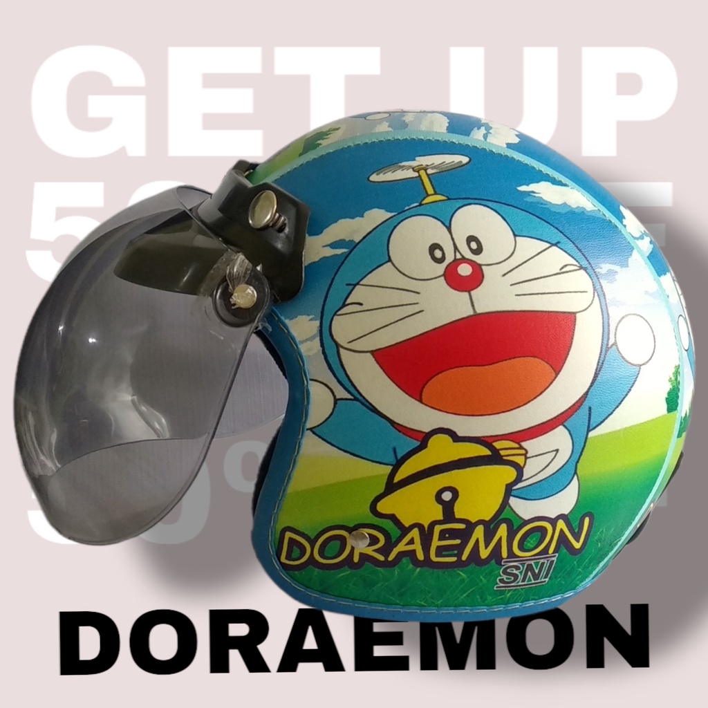 Retro Child Bogo Helmet Age 2-6 Years Various Doraemon Characters ...